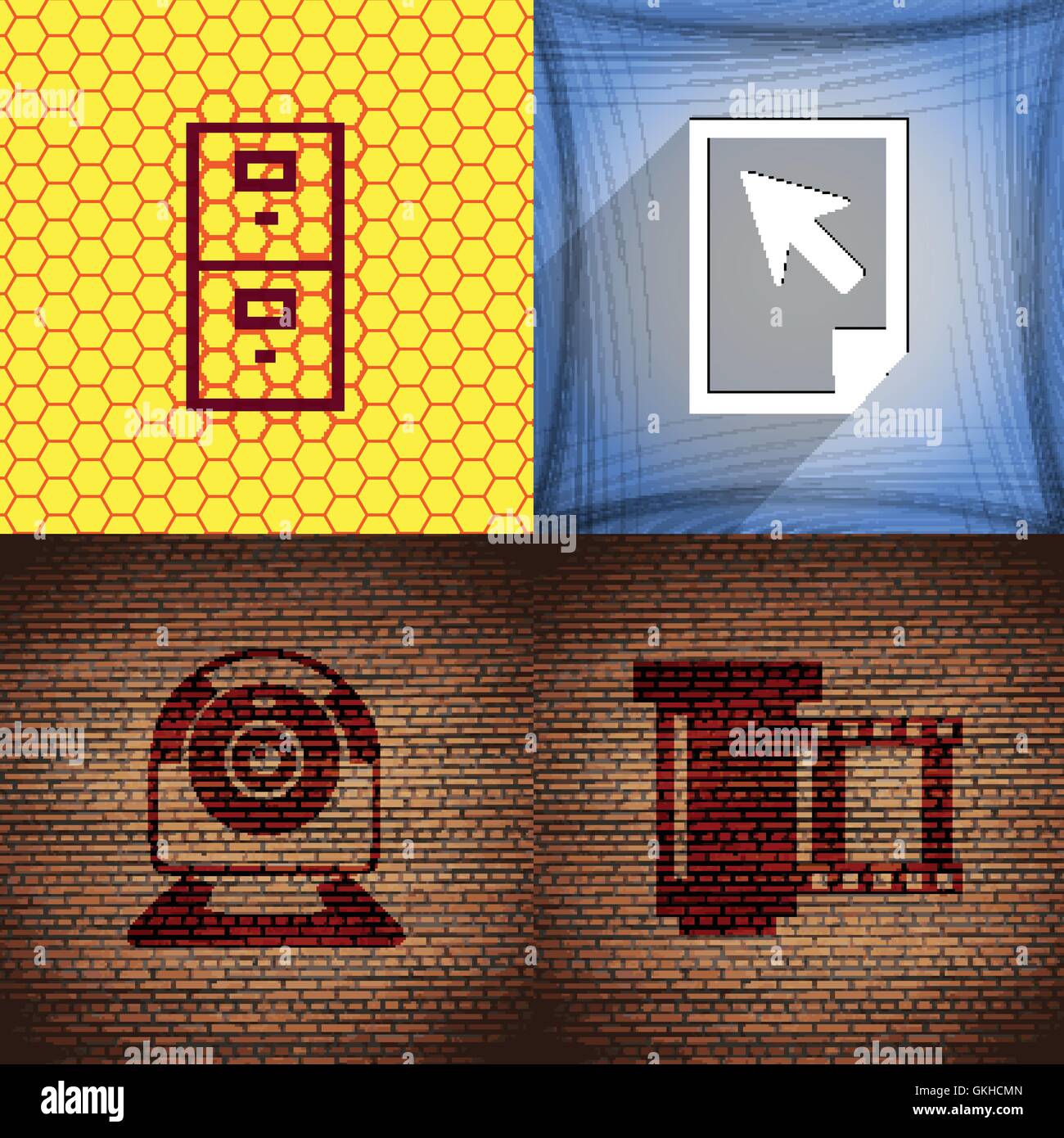 Set of abstract backgrounds with different web icons Stock Vector Image ...