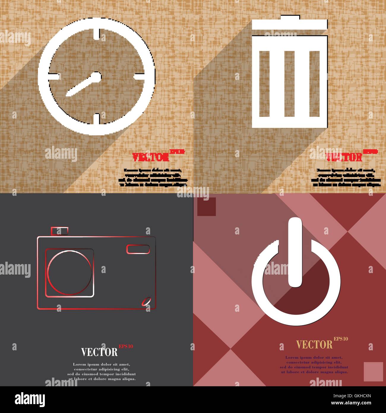 Set of abstract backgrounds with different web icons Stock Vector Image ...