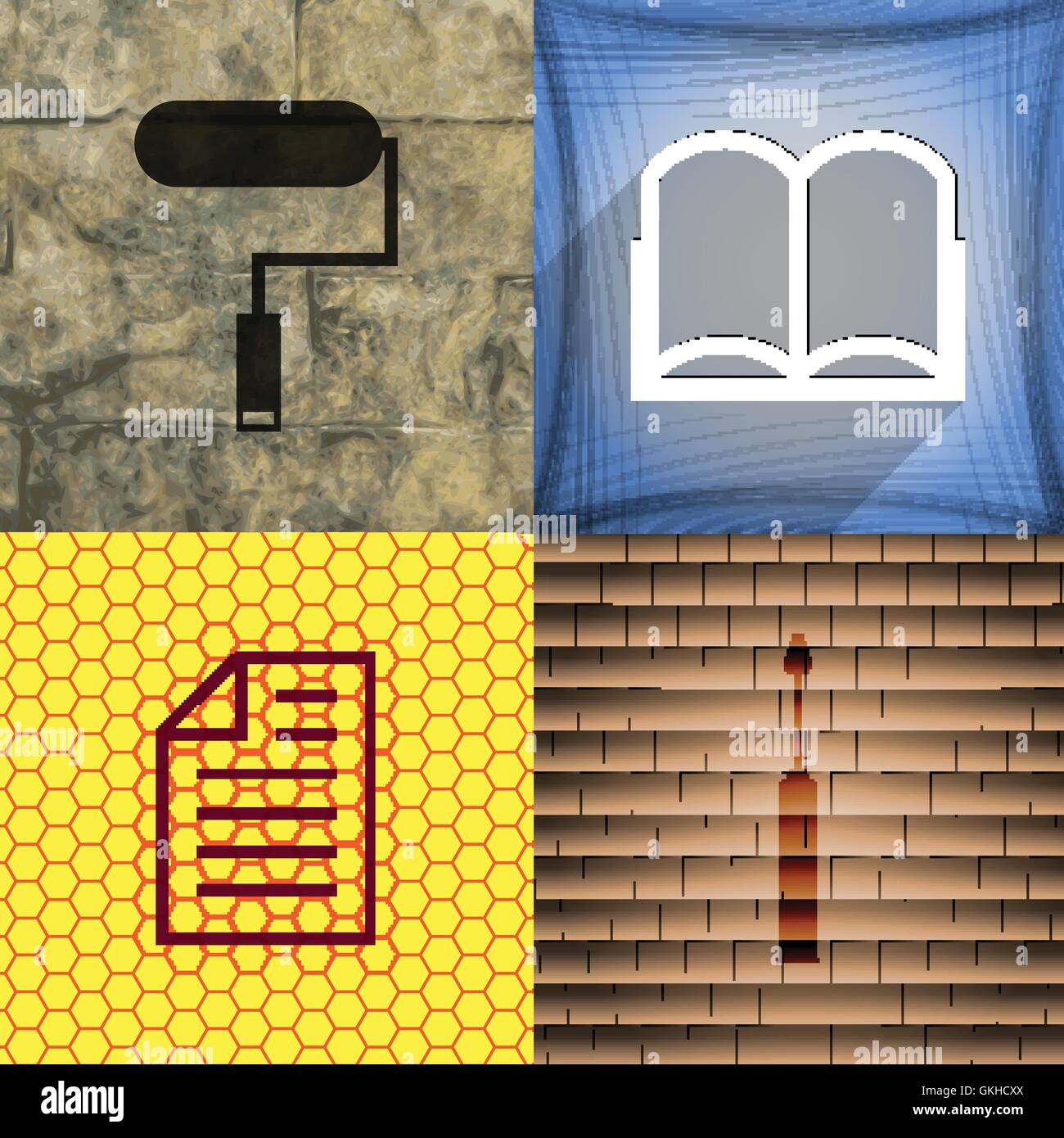 Set of abstract backgrounds with different web icons Stock Vector Image ...