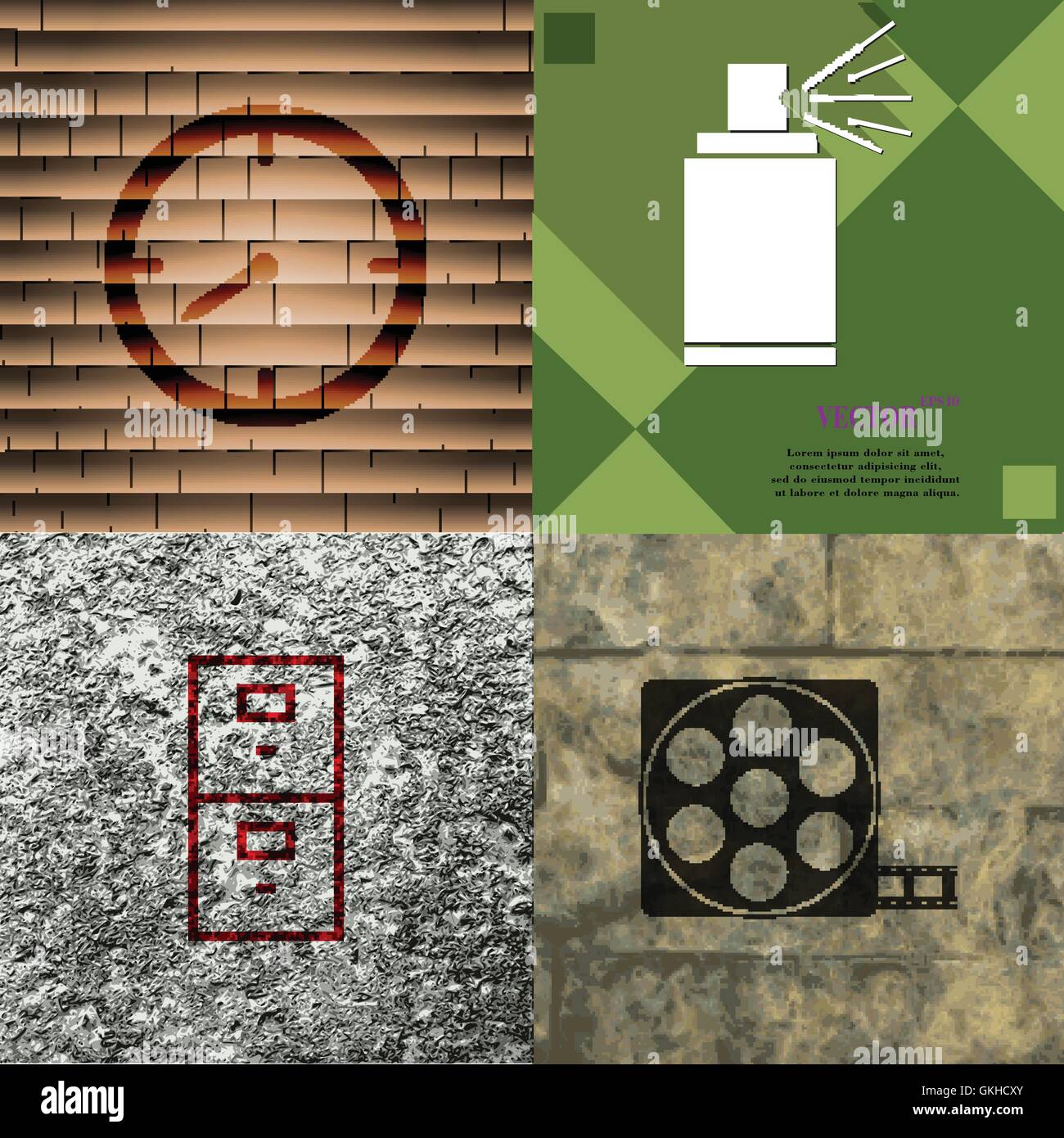 Set of abstract backgrounds with different web icons Stock Vector Image ...