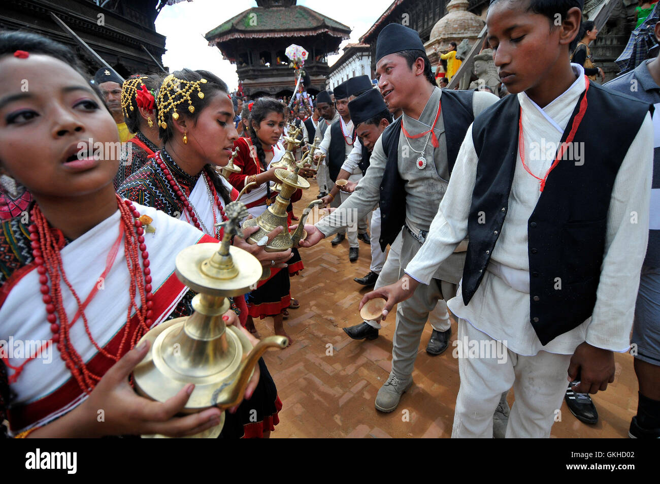 Kathmandu, Nepal. 19th Aug, 2016. Nepalese youth dance in a traditional ...