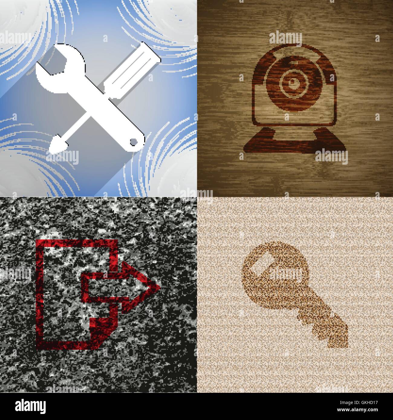 Set of abstract backgrounds with different web icons Stock Vector Image ...