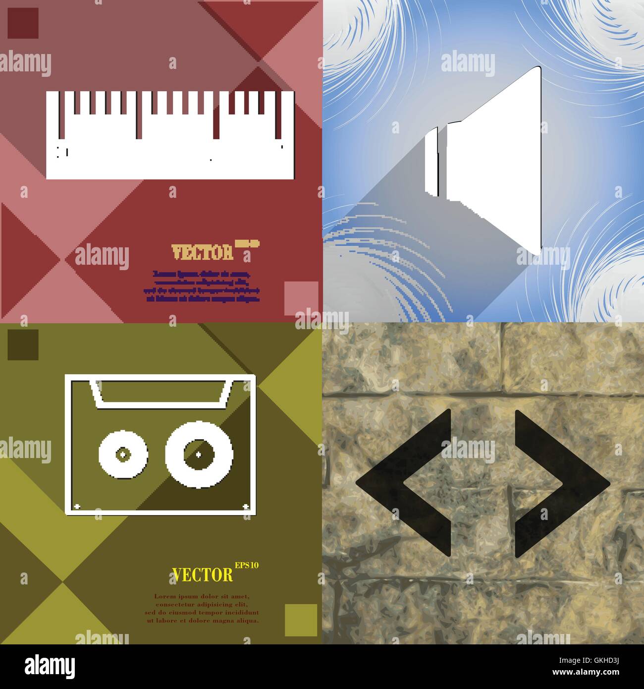 Set of abstract backgrounds with different web icons Stock Vector Image ...