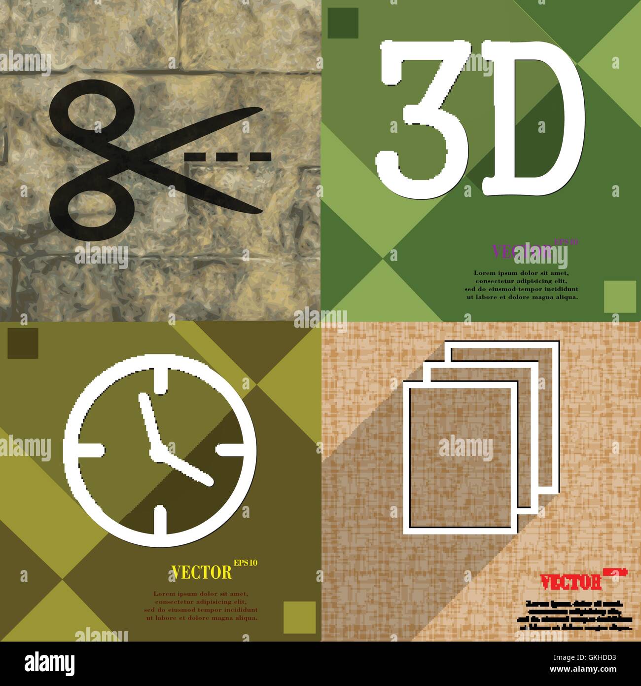 Set of abstract backgrounds with different web icons Stock Vector Image ...