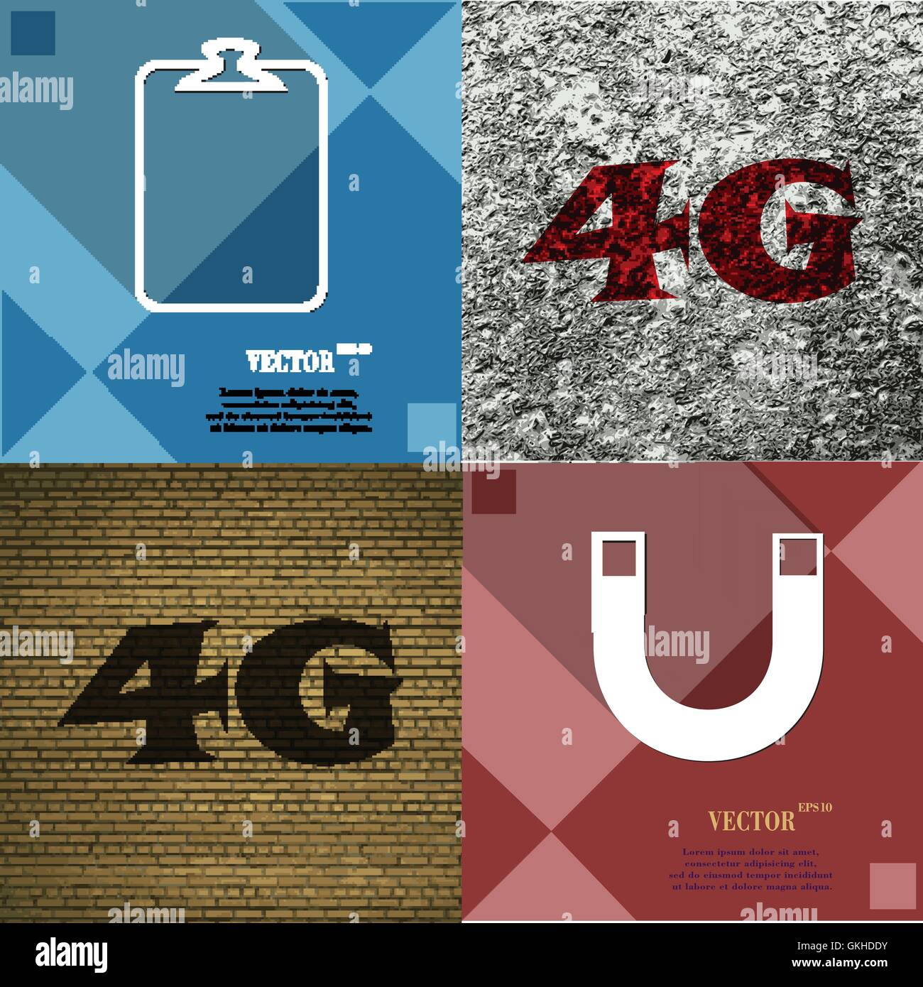 Set of abstract backgrounds with different web icons Stock Vector Image ...