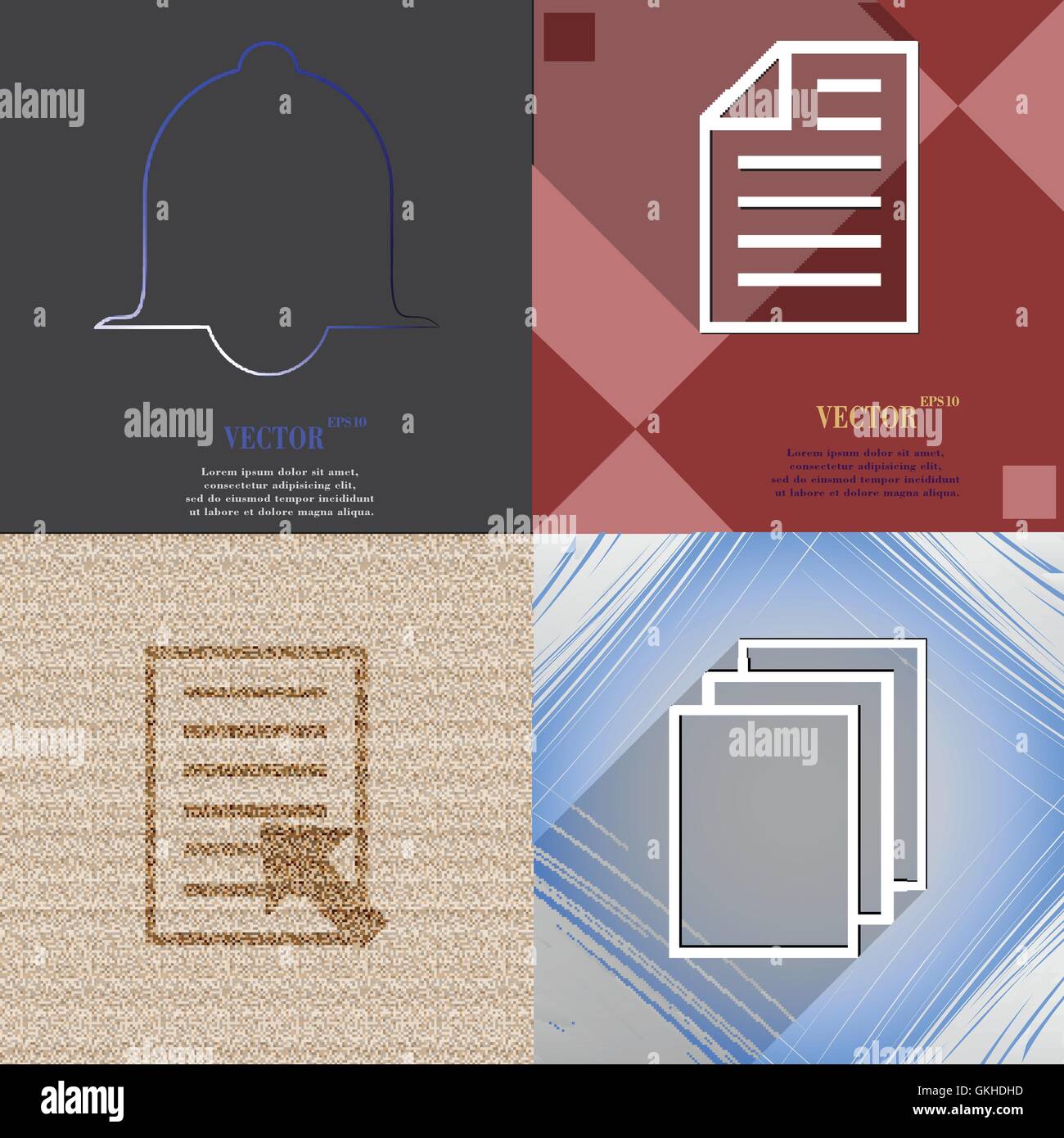 Set of abstract backgrounds with different web icons Stock Vector Image ...