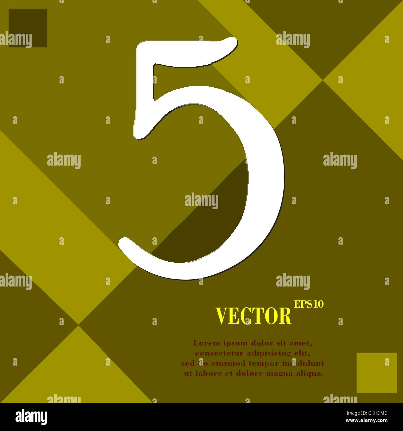 number five icon symbol Flat modern web design with long shadow and ...