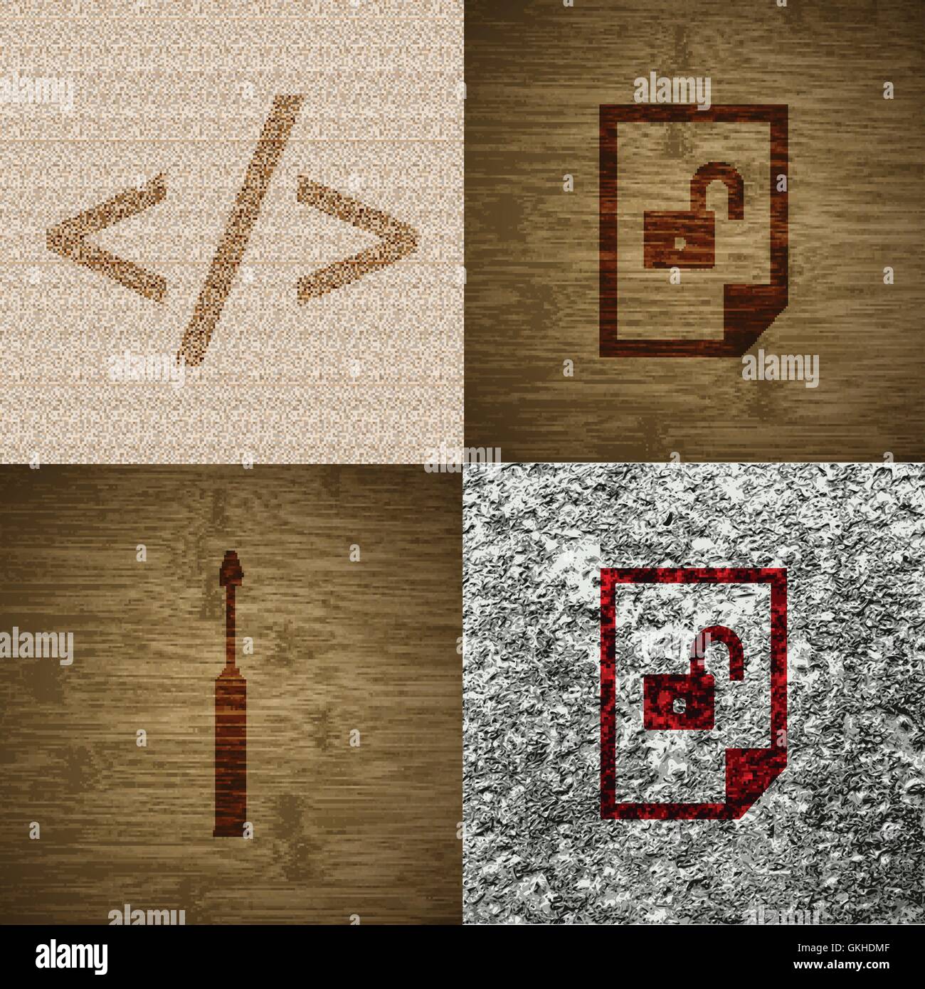 Set of abstract backgrounds with different web icons Stock Vector Image ...