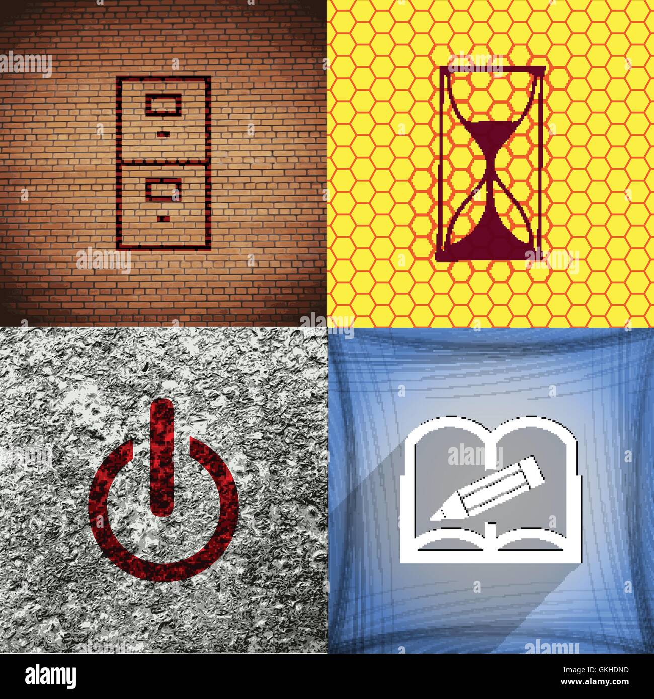 Set of abstract backgrounds with different web icons Stock Vector Image ...