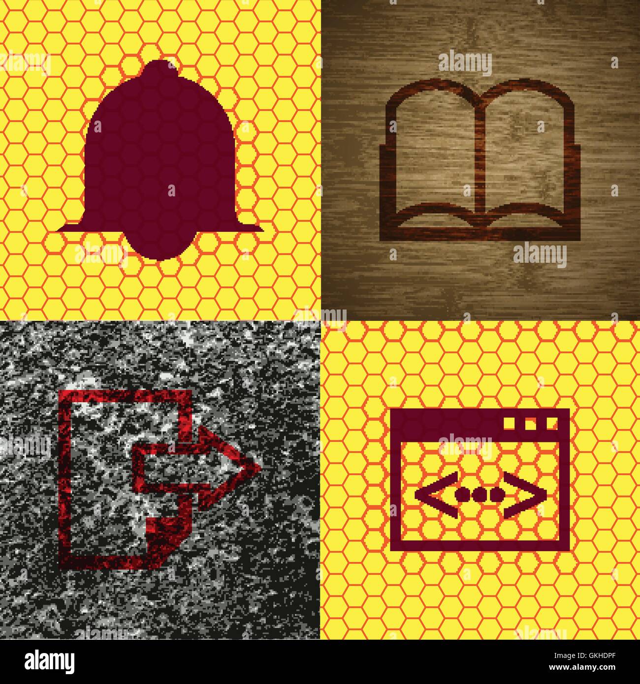 Set of abstract backgrounds with different web icons Stock Vector Image ...