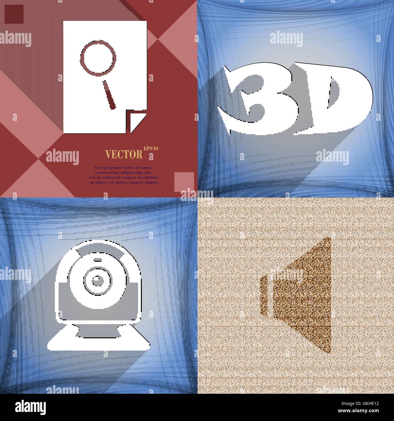 Set of abstract backgrounds with different web icons Stock Vector Image ...