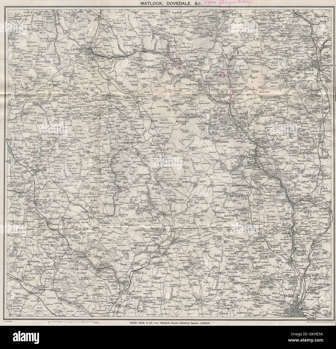 PEAK DISTRICT SOUTH. Matlock Dovedale Derby Buxton Chesterfield, 1925 ...
