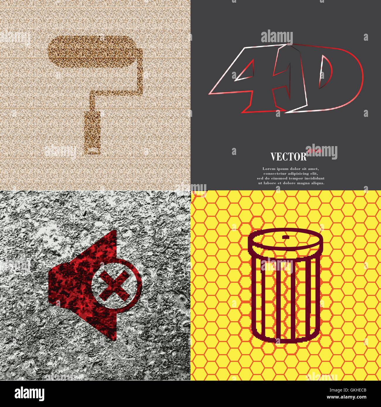 Set of abstract backgrounds with different web icons Stock Vector Image ...