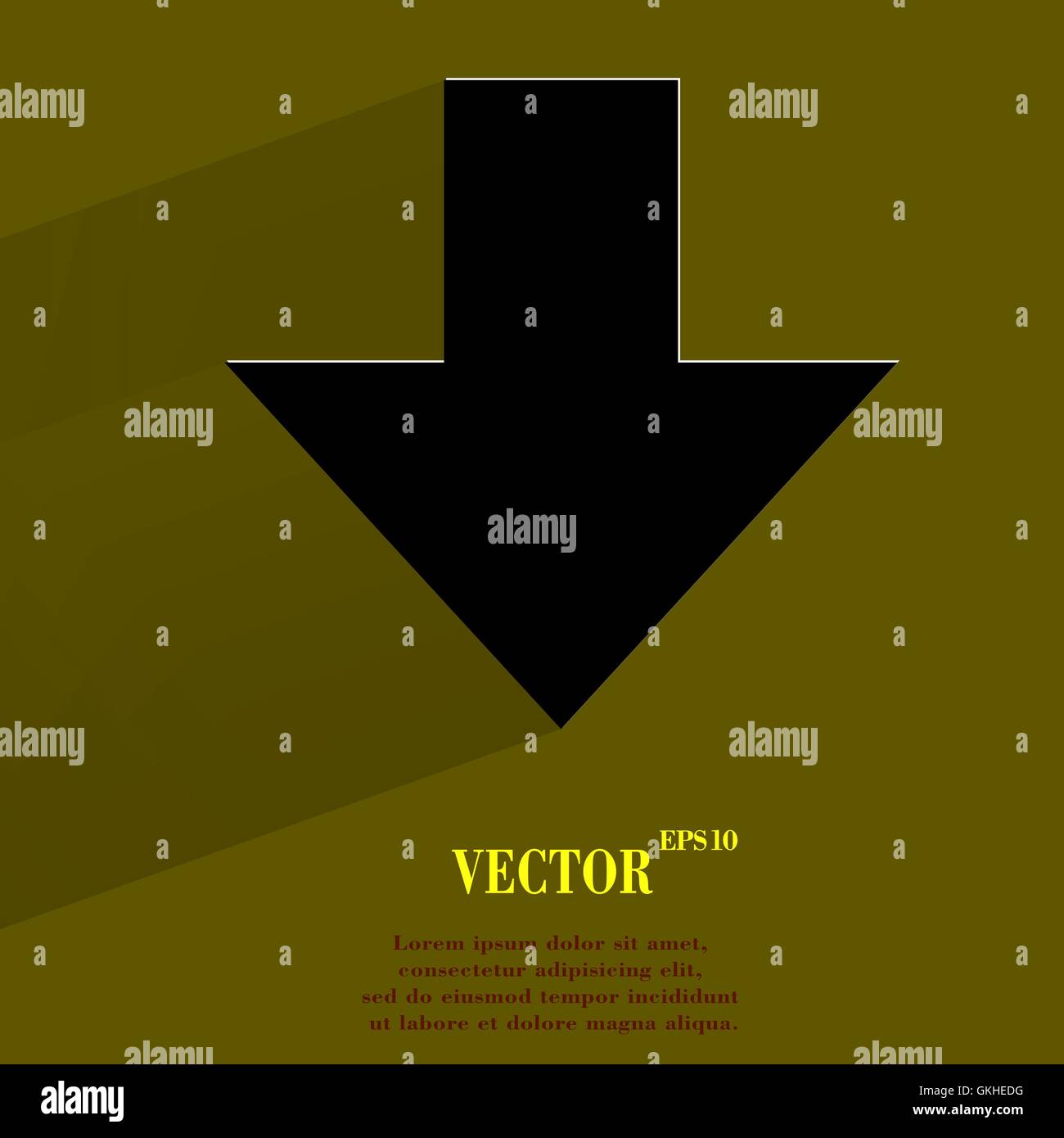 down Arrow. Flat modern web button with long shadow and space for your text Stock Vector Image ...