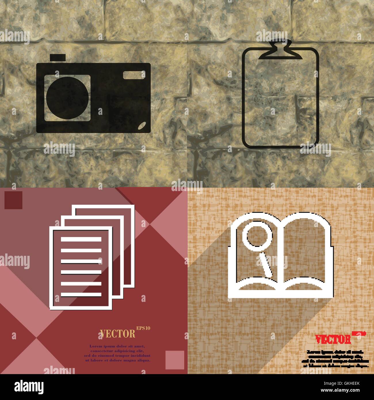 Set of abstract backgrounds with different web icons Stock Vector Image ...