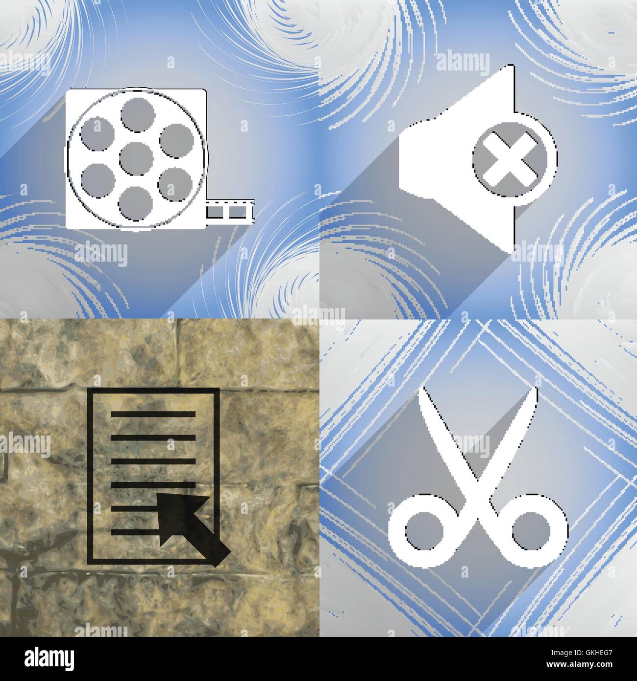 Set of abstract backgrounds with different web icons Stock Vector Image ...