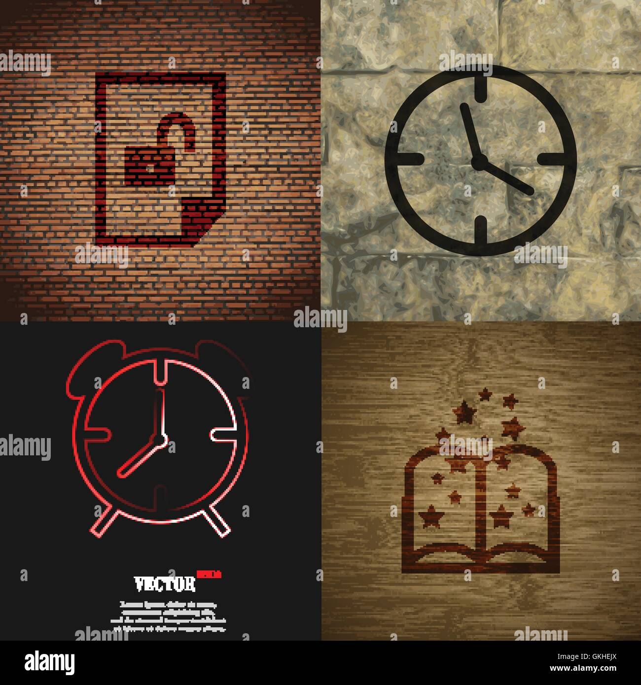 Set of abstract backgrounds with different web icons Stock Vector Image ...