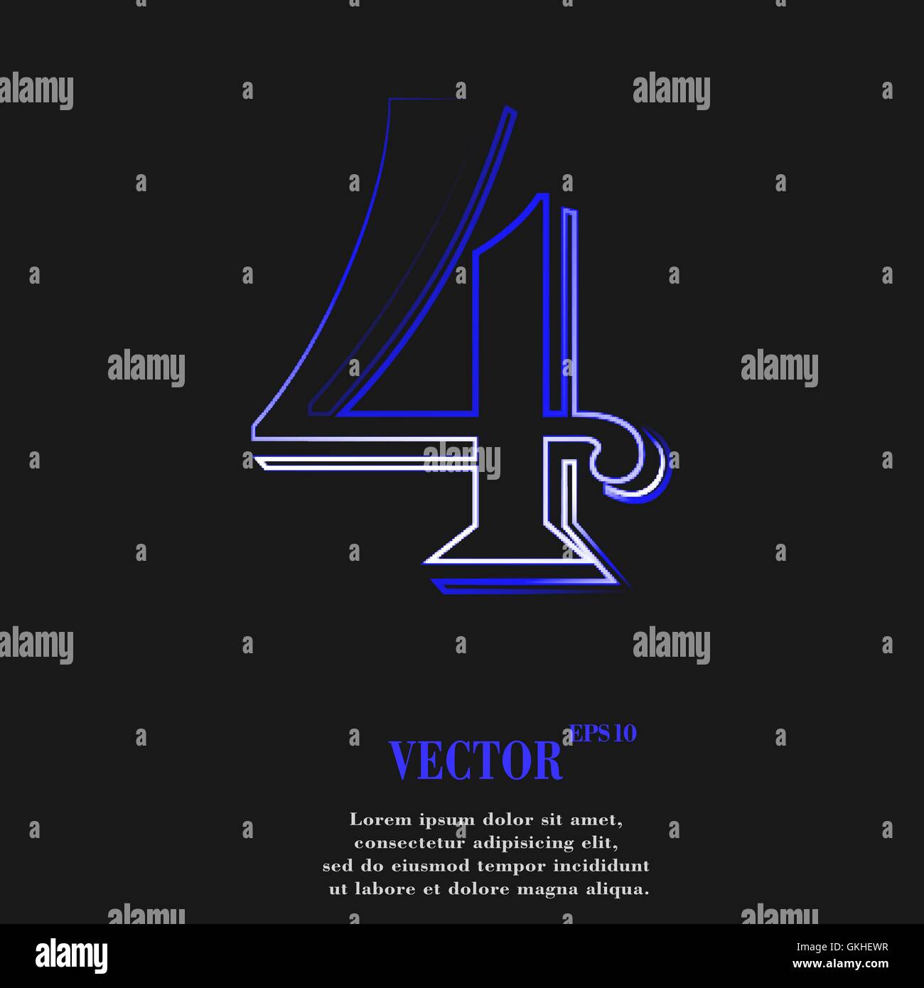 number four icon symbol Flat modern web design with long shadow and ...