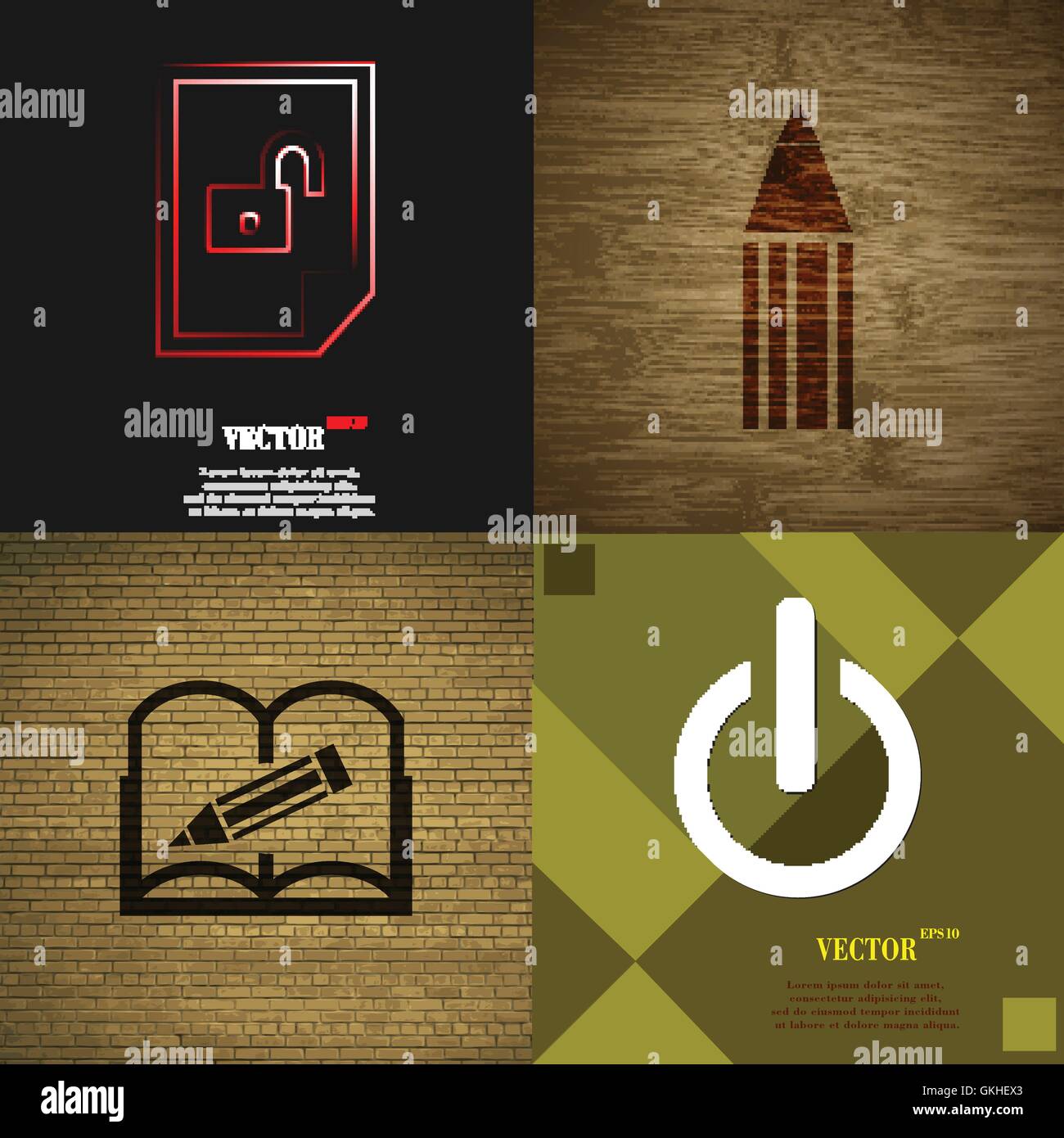 Set of abstract backgrounds with different web icons Stock Vector Image ...