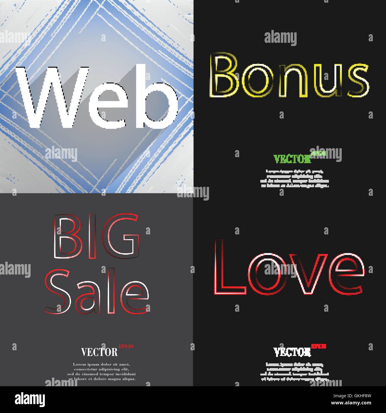 Set of the most popular web design icons on abstract background Stock ...