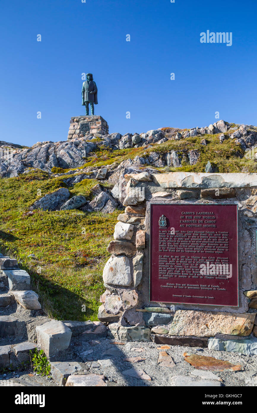 The John Cabot 1497 historic landing site monument at Cape Bonavista ...