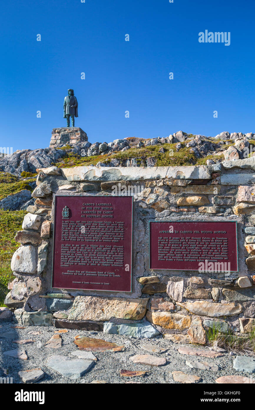 The John Cabot 1497 historic landing site monument at Cape Bonavista ...