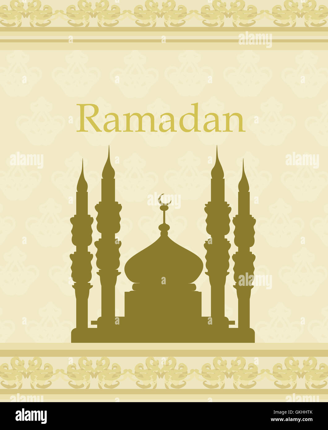 Ramadan background - mosque silhouette vector card Stock Photo - Alamy
