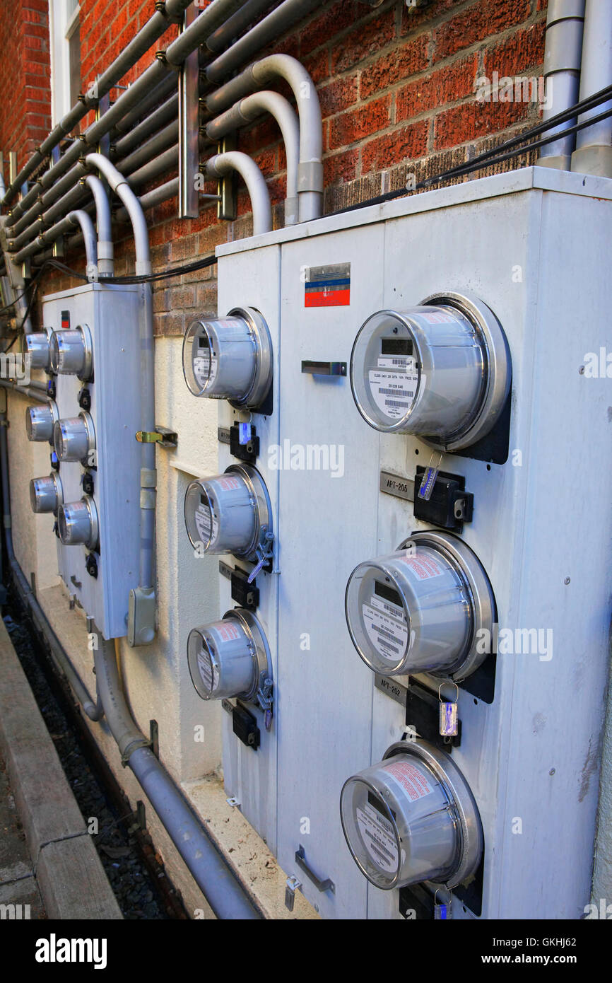 Apartment Power Meters Vertical Stock Photo - Alamy