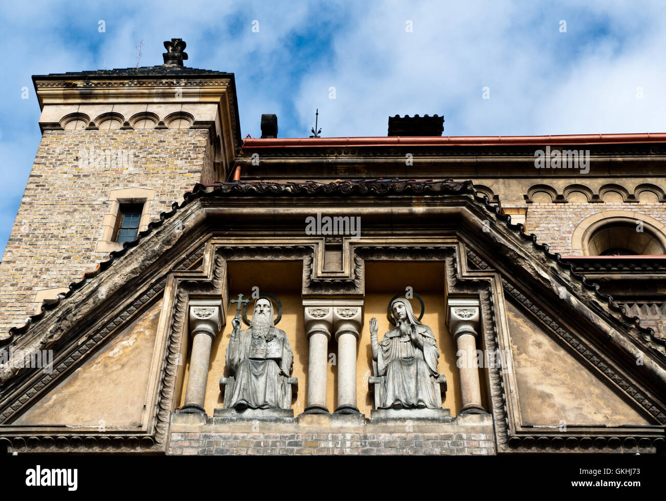 Sculptures of saints, St. Gabriel church, Prague, Czech Republic Stock ...