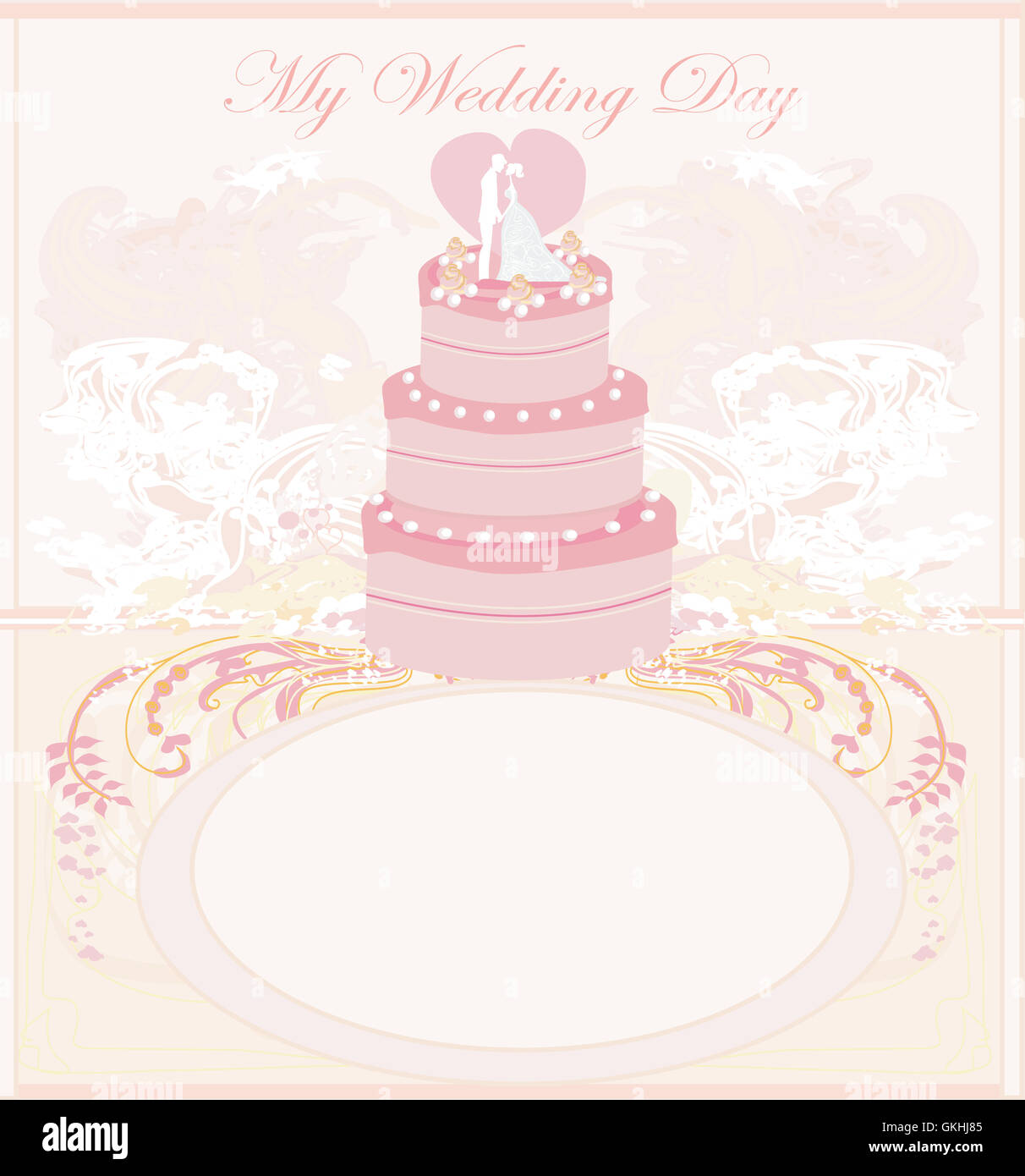 wedding cake card design Stock Photo - Alamy