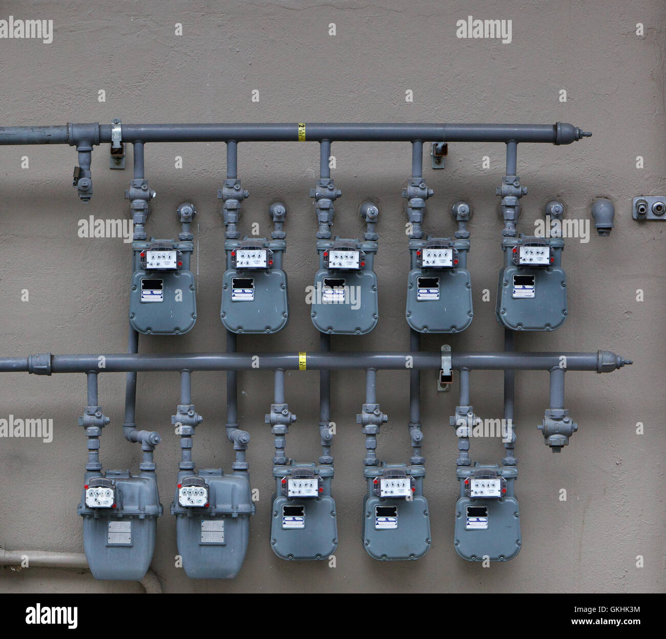 Ten Gas Meters Stock Photo - Alamy