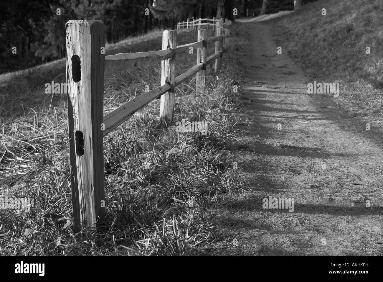 Wood fenced path Stock Photo - Alamy