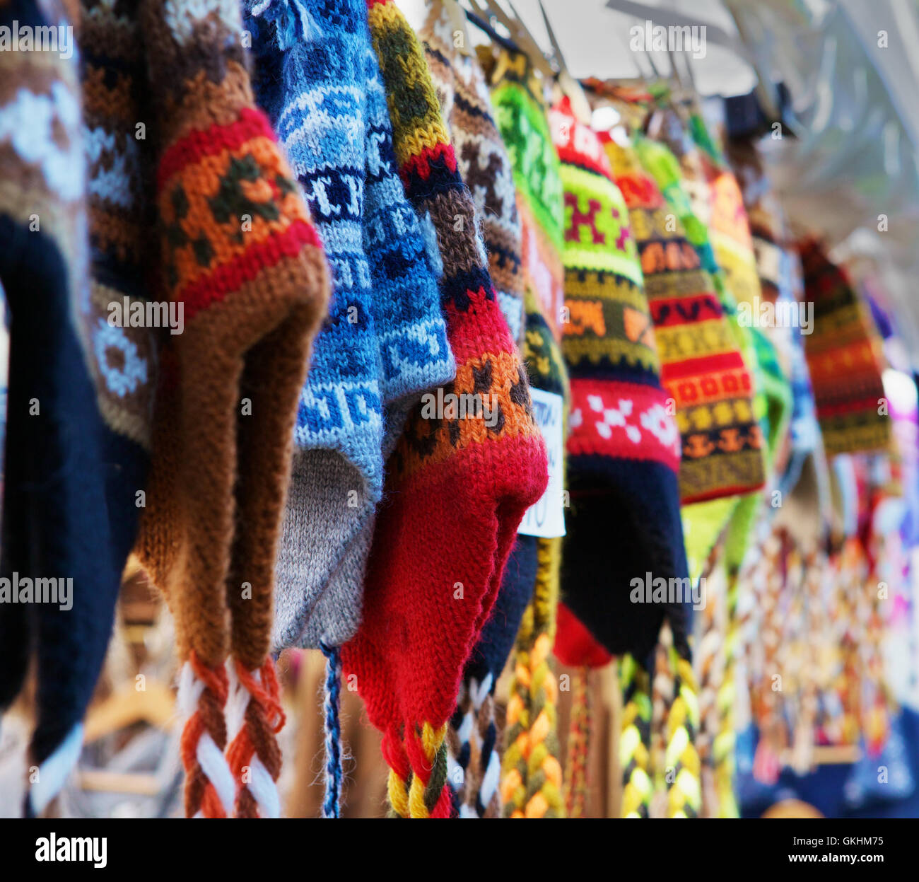 Colorful Alpaca Knit hats Stock Photo - Alamy