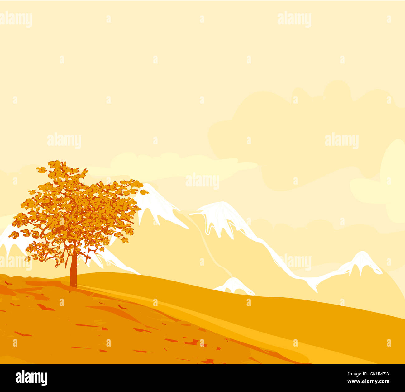 Beautiful vector autumn landscape Stock Photo - Alamy