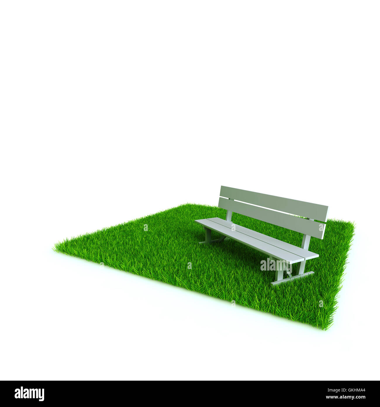 bench on a lawn from a green bright grass Stock Photo - Alamy