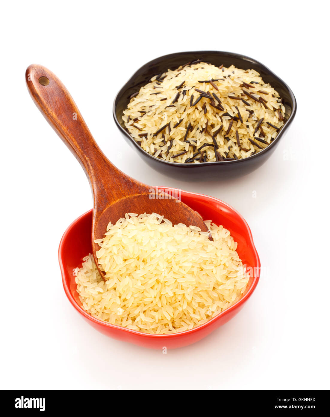 Bowls Of Raw Rice Stock Photo - Alamy