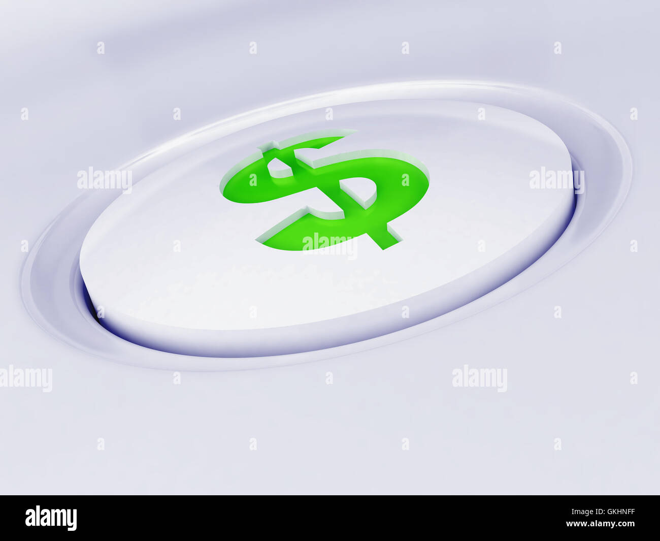 white plastic button with a green caution sign Stock Photo - Alamy