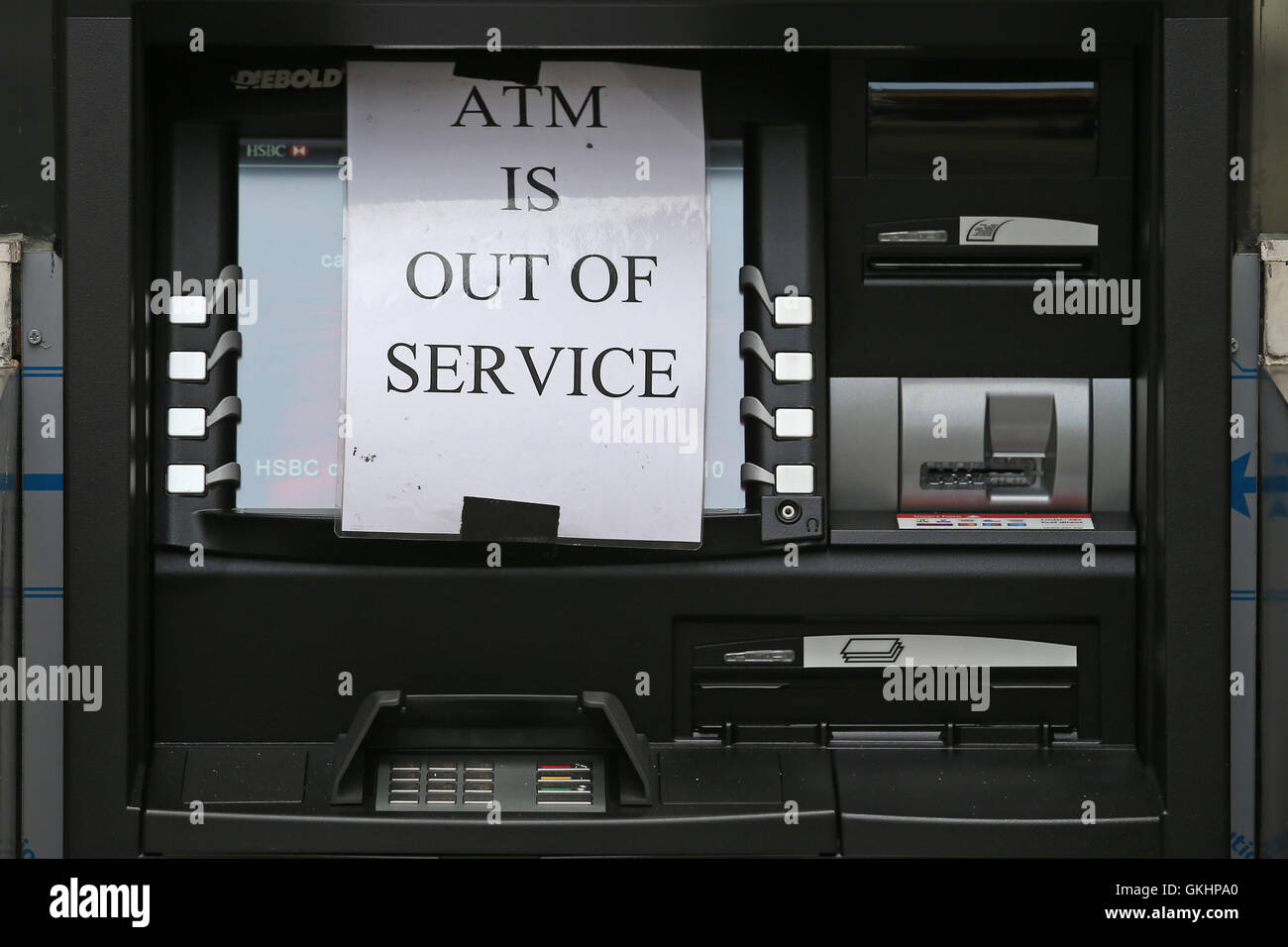 UK, London : ATM is out of service sign pictured on Oxford Street in ...