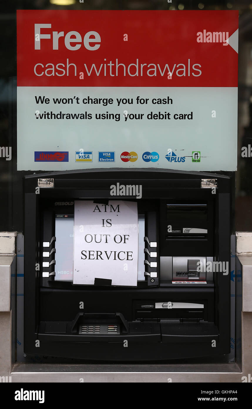 UK, London : ATM is out of service sign pictured on Oxford Street in ...