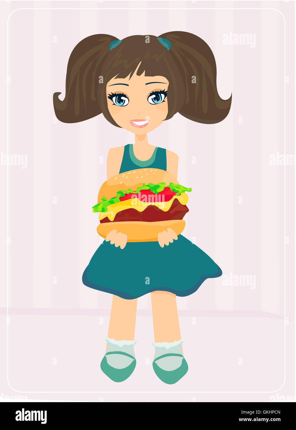 sweet girl Eating A Burger Stock Photo - Alamy