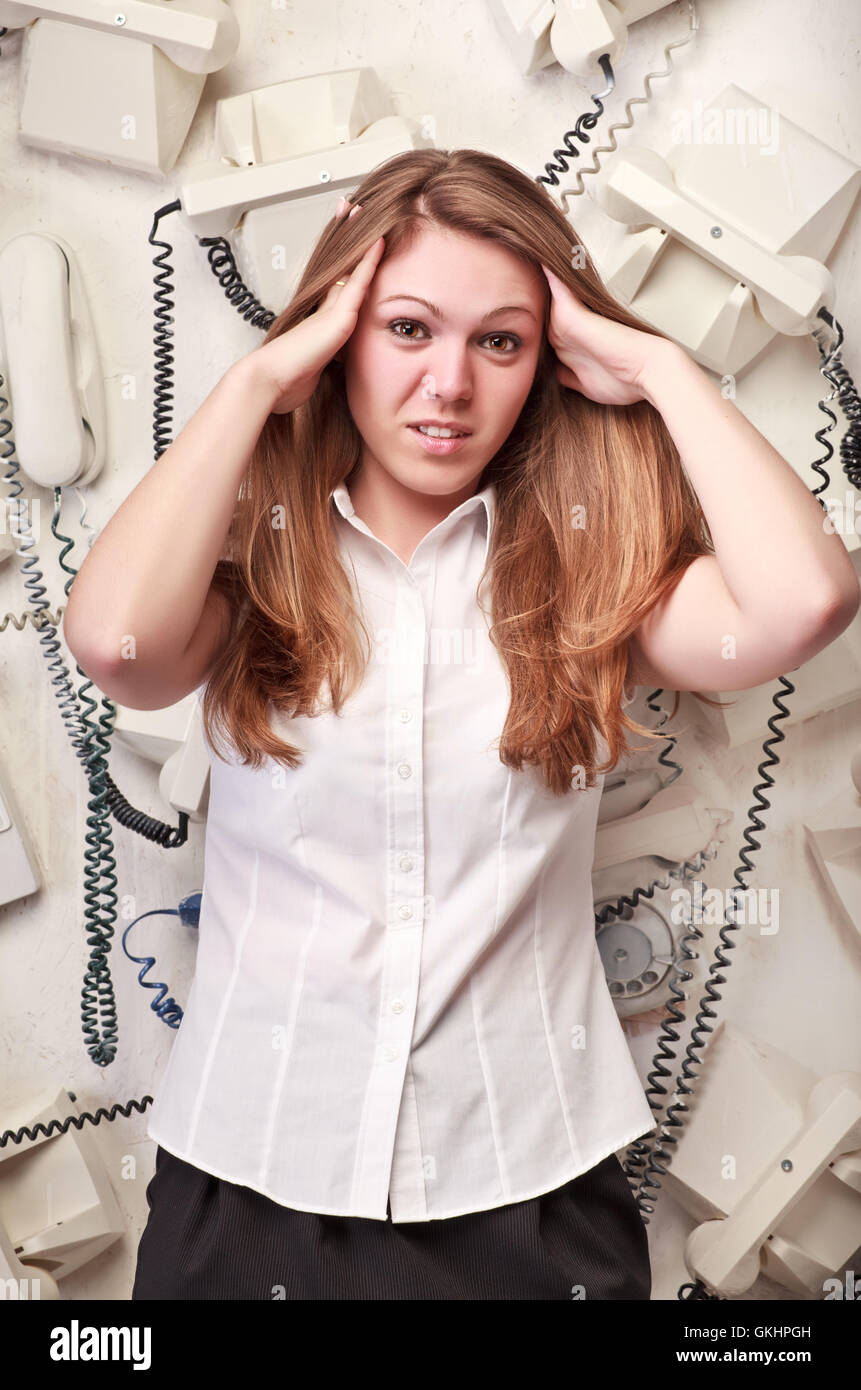 operator woman in panic Stock Photo - Alamy