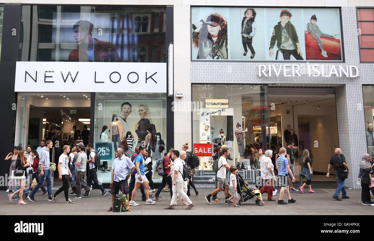 UK, London : New Look and River Island are pictured on Oxford Street in ...
