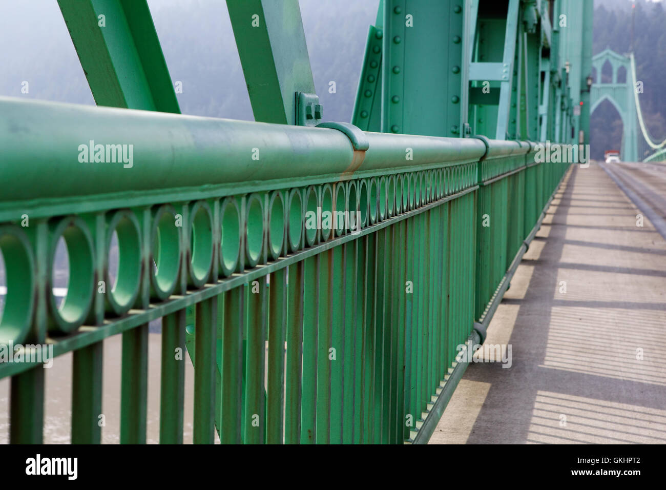 Railing perspective St. Johns Bridge Stock Photo - Alamy