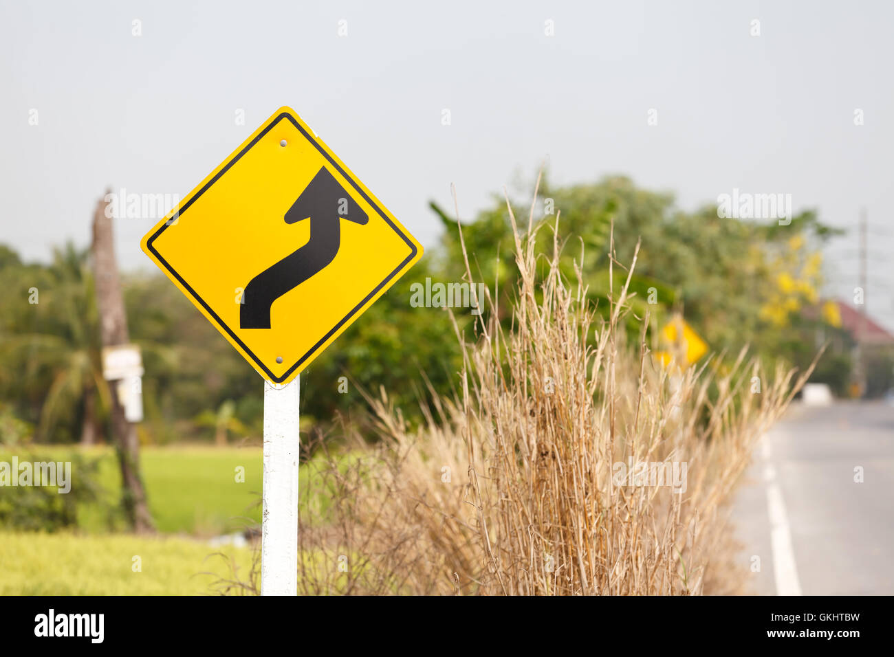 winding road sign Stock Photo - Alamy