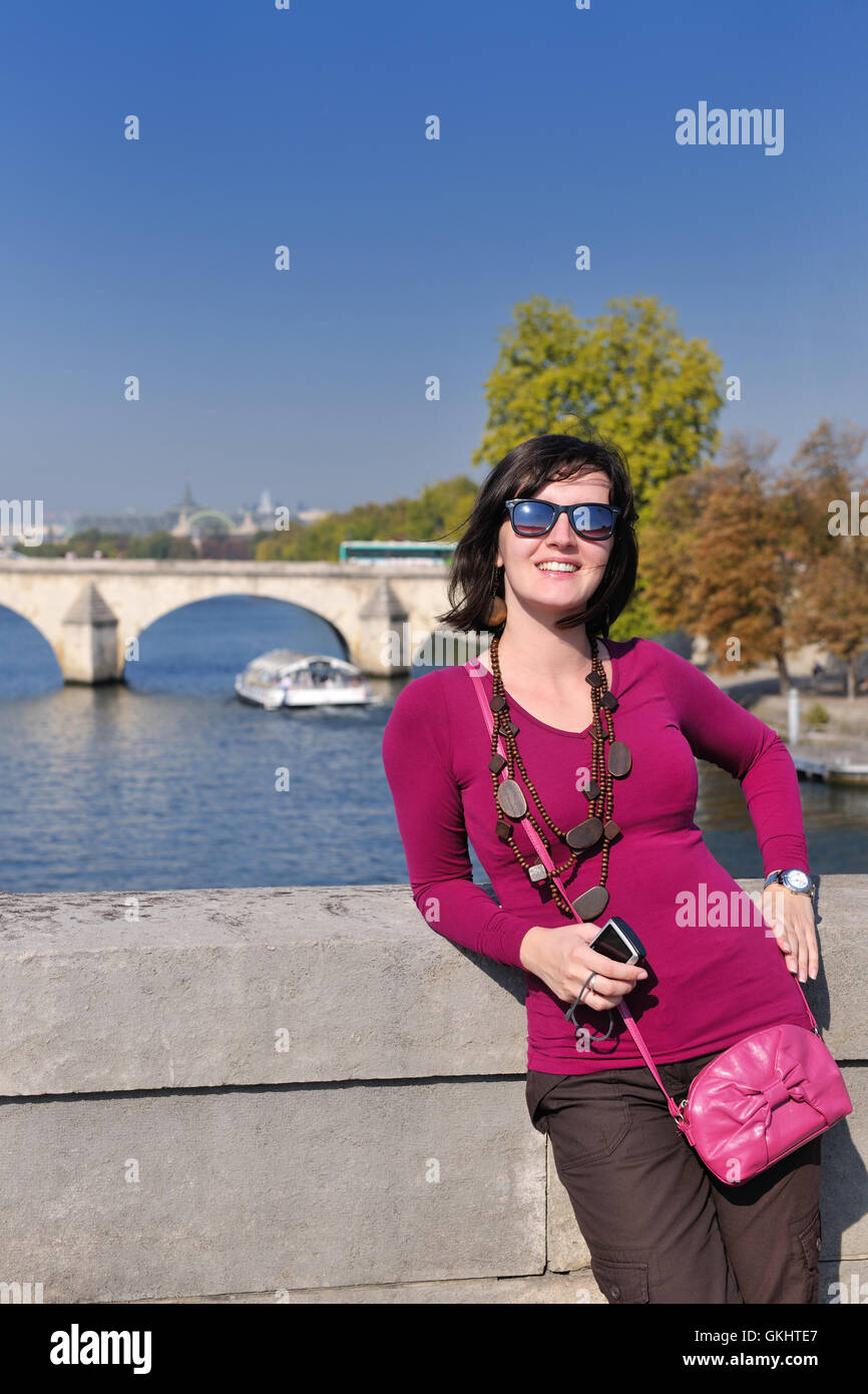 Beautiful student girl have fun paris hi-res stock photography and ...