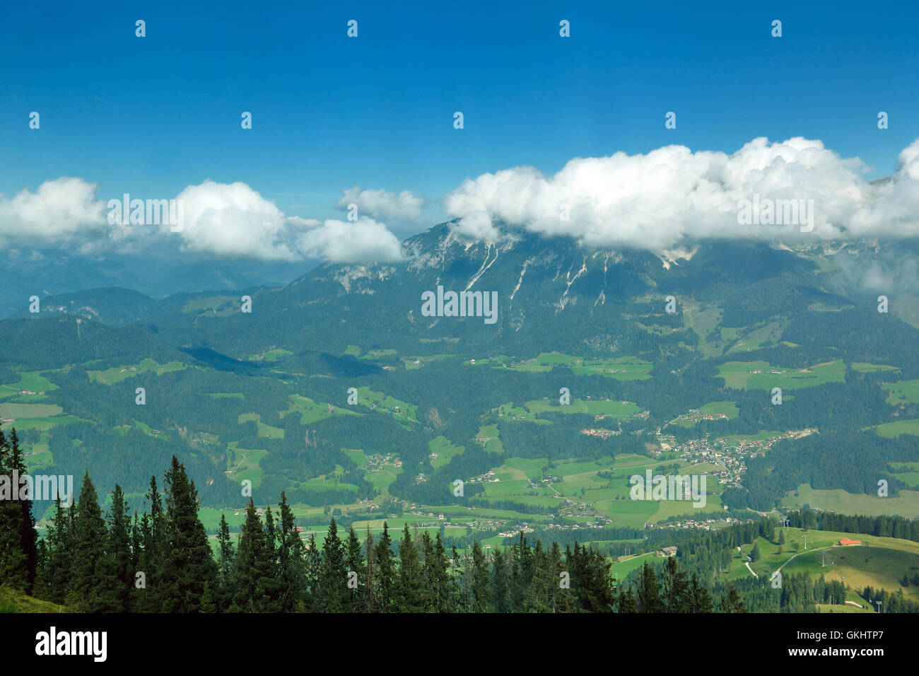 Panoramic view on Austrian Tirol Alps at summer Stock Photo - Alamy