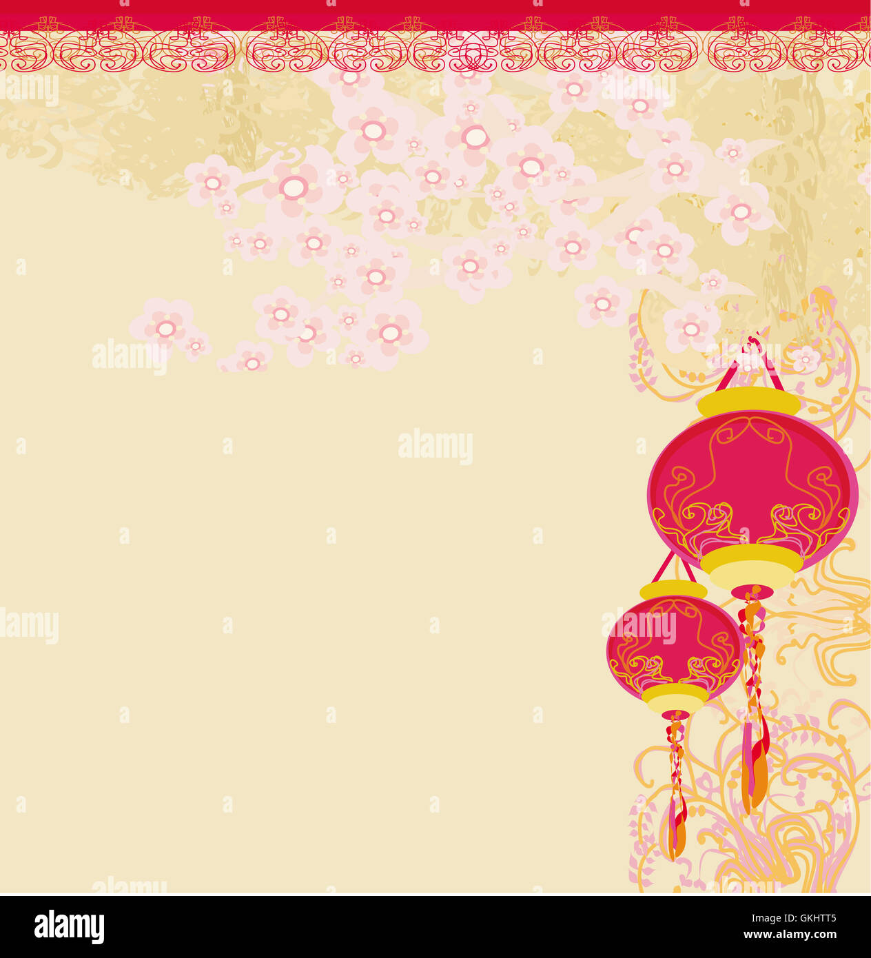 old paper with Asian Landscape Stock Photo - Alamy