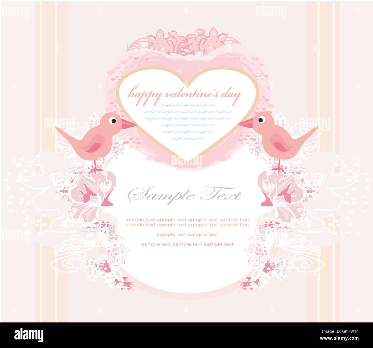 valentine's day greeting card with 2 sweet love birds Stock Photo - Alamy