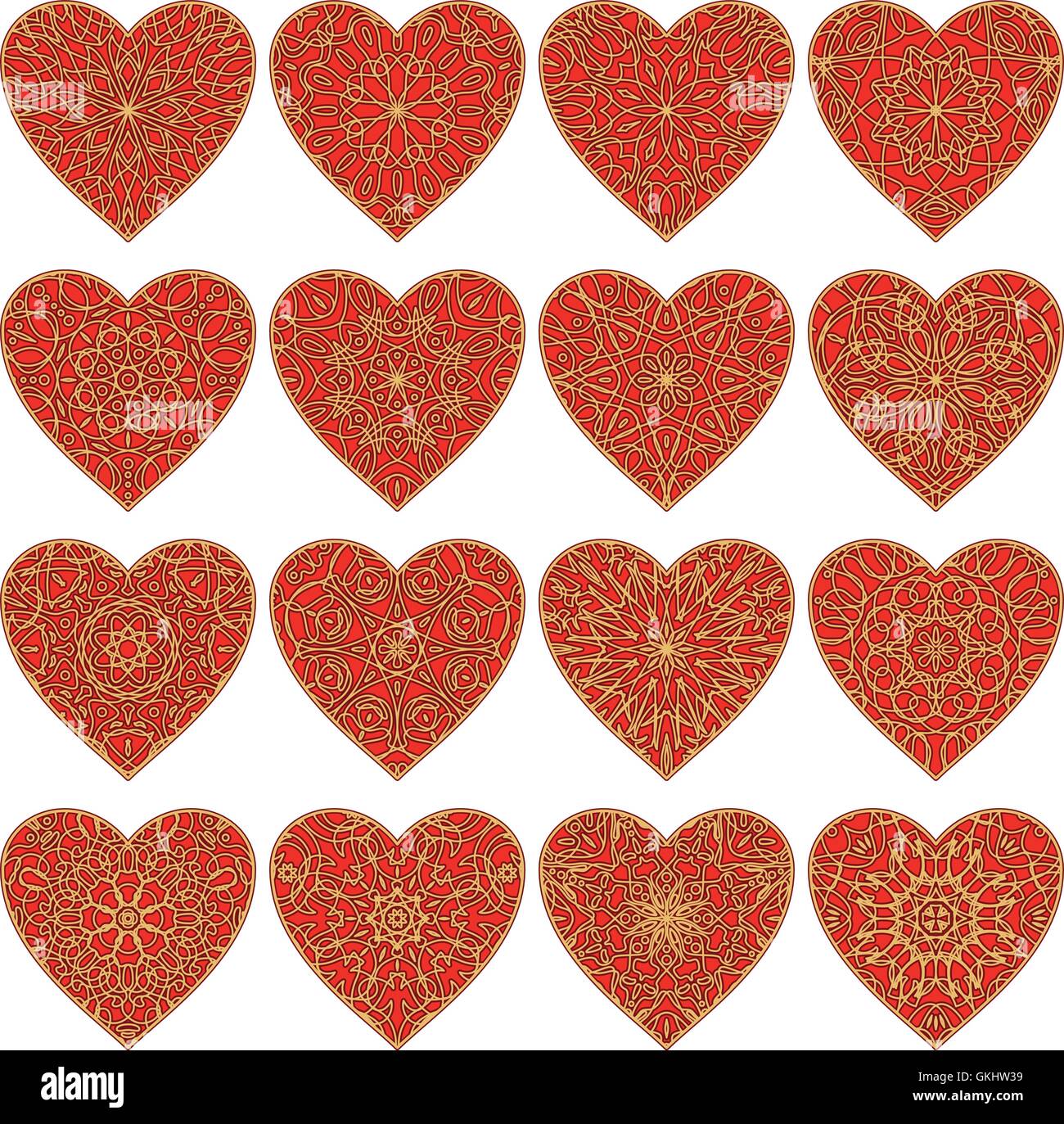 Valentine heart with patterns, set Stock Vector Image & Art - Alamy
