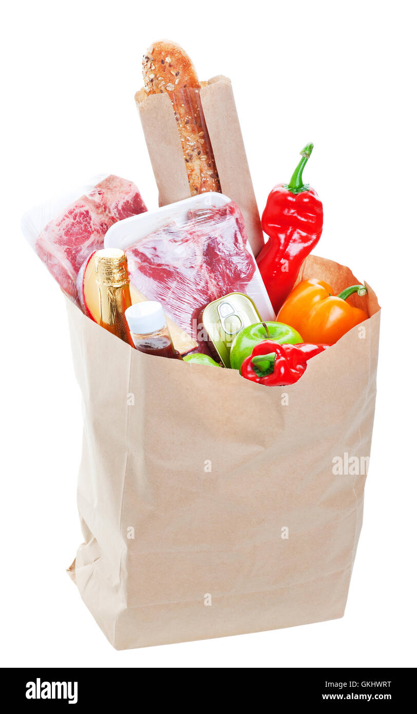 Full Bag of Groceries Stock Photo - Alamy